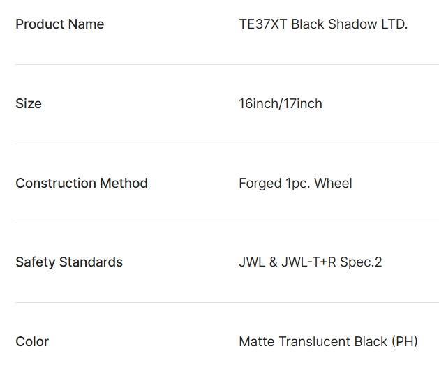 VOLK RACING TE37XT Black Shadow LTD: Limited Edition Off-Road Wheels ...